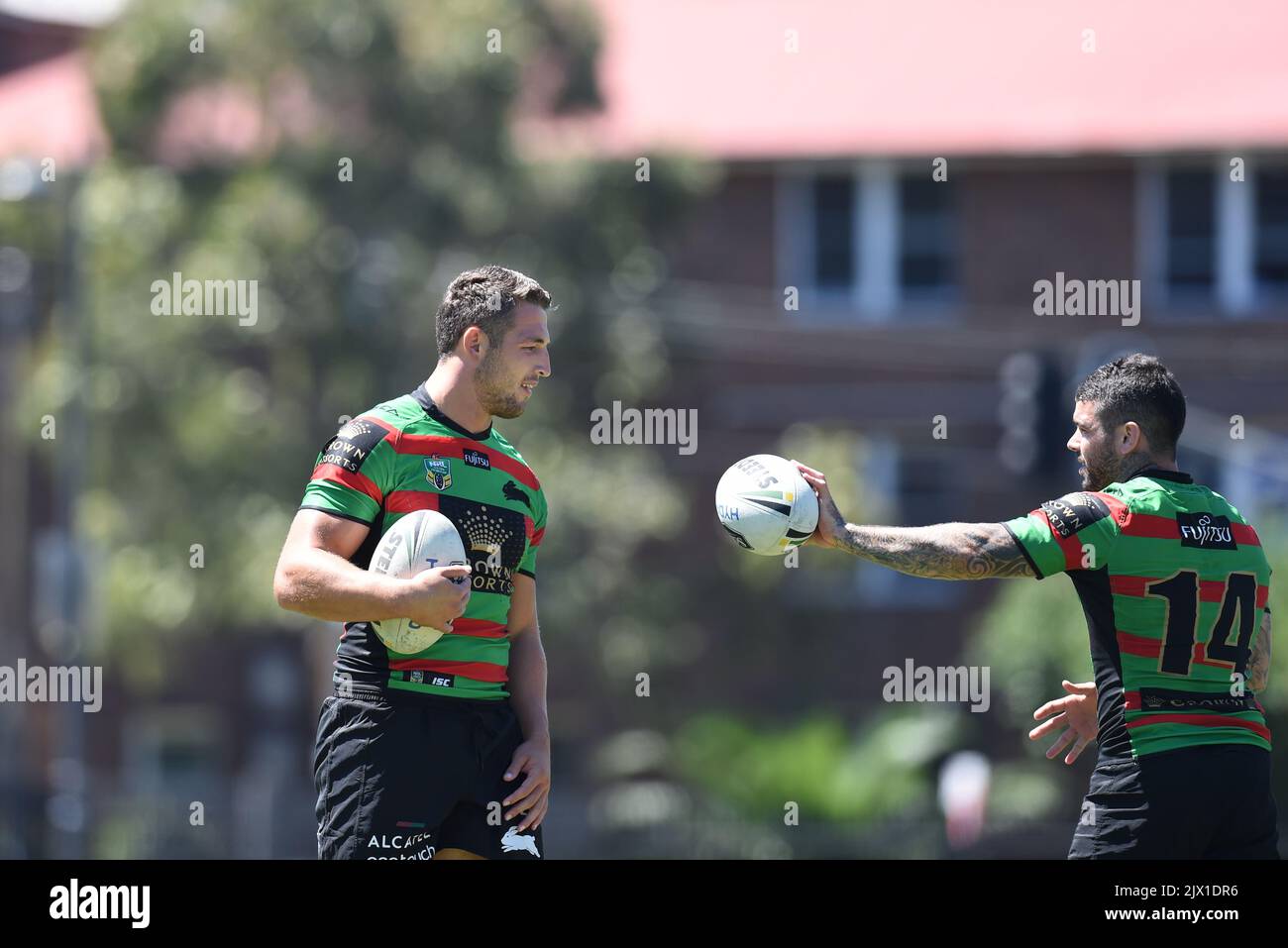 Sam Burgess with team mate Adam Reynolds during a training session with ...