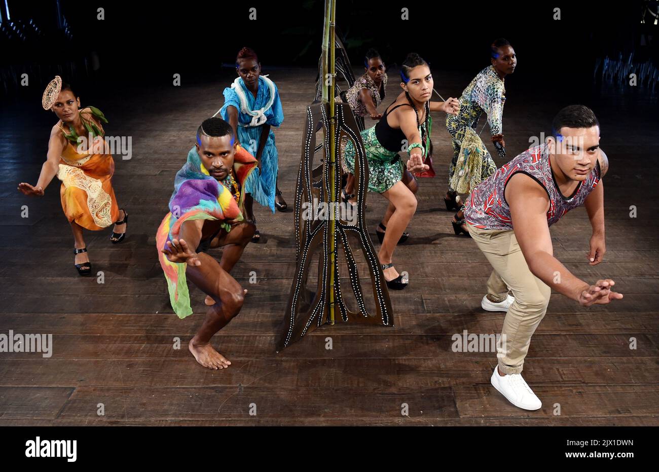 Indigenous models pose for photographs during rehearsals for the ...