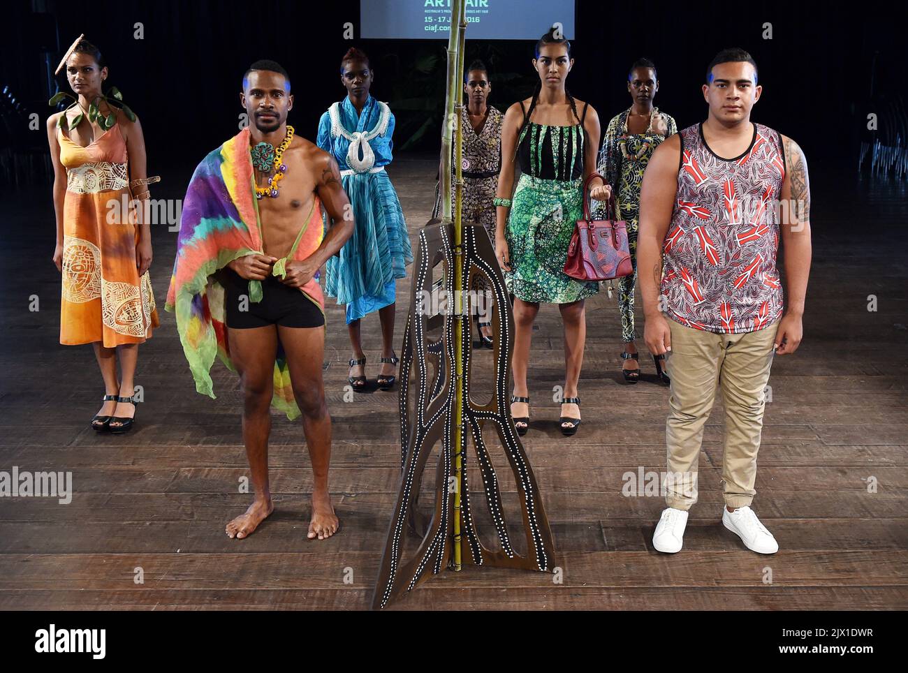 Indigenous models pose for photographs during rehearsals for the ...