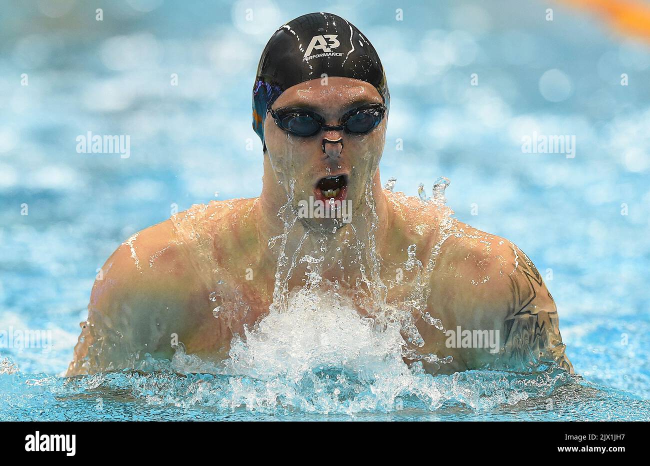 Nicholas Schafer competes in the Mens 50m Breaststroke heats on day 1 ...