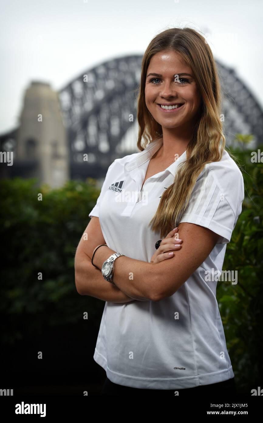 Australian sport shooter Laetisha Scanlan poses for a photograph after ...