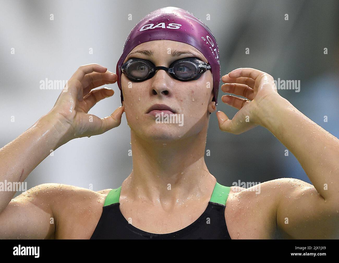 Madeline Groves looks on prior to swimming in the Women's 200m ...