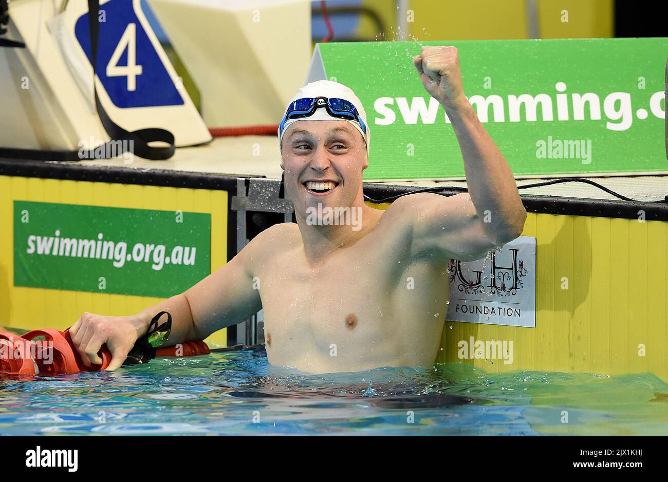 Joshua Beaver reacts after placing 2nd in the Men's 200m Backstroke ...