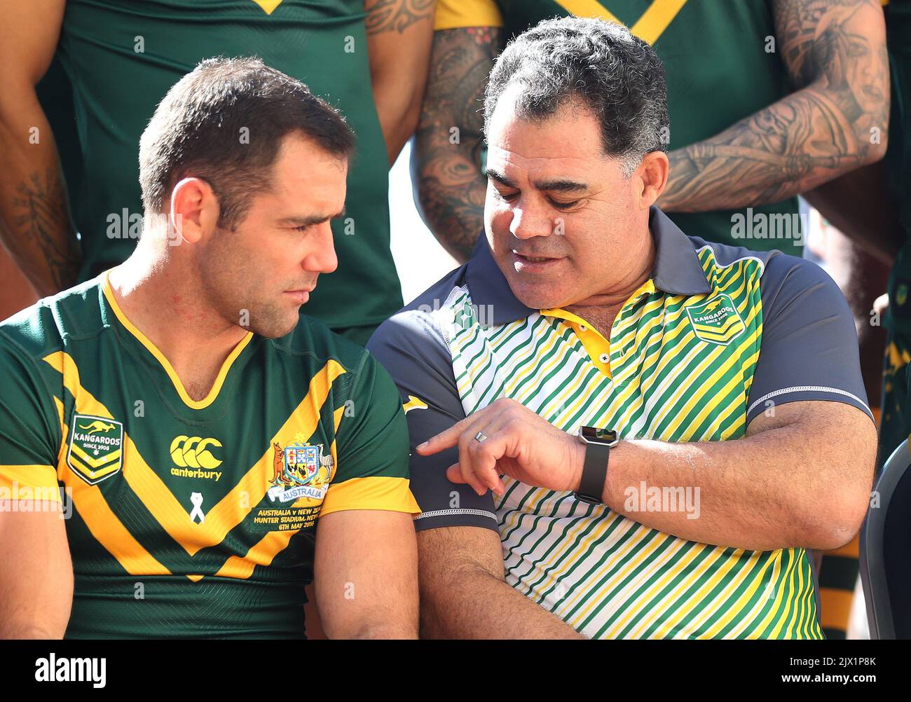 Australian Kangaroos' team captain Cameron Smith(left) and coach Mal ...