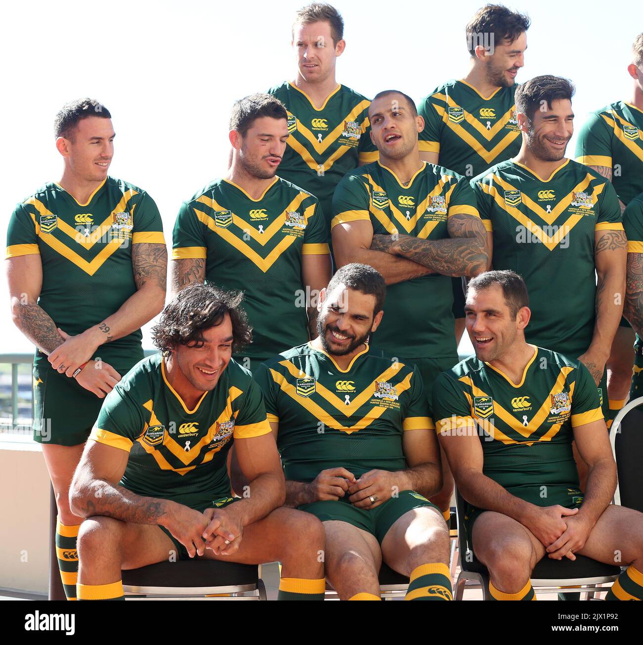 Australian Kangaroos' Jonathan Thurston(left), Greg Inglis(centre) and team captain Cameron ...