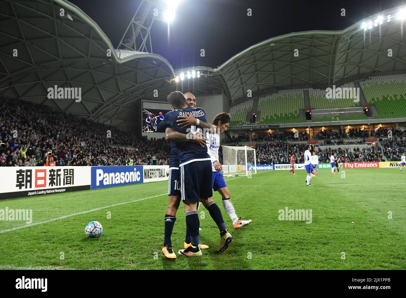 Archie Thompson of the Victory celebrates their win after the AFC ...