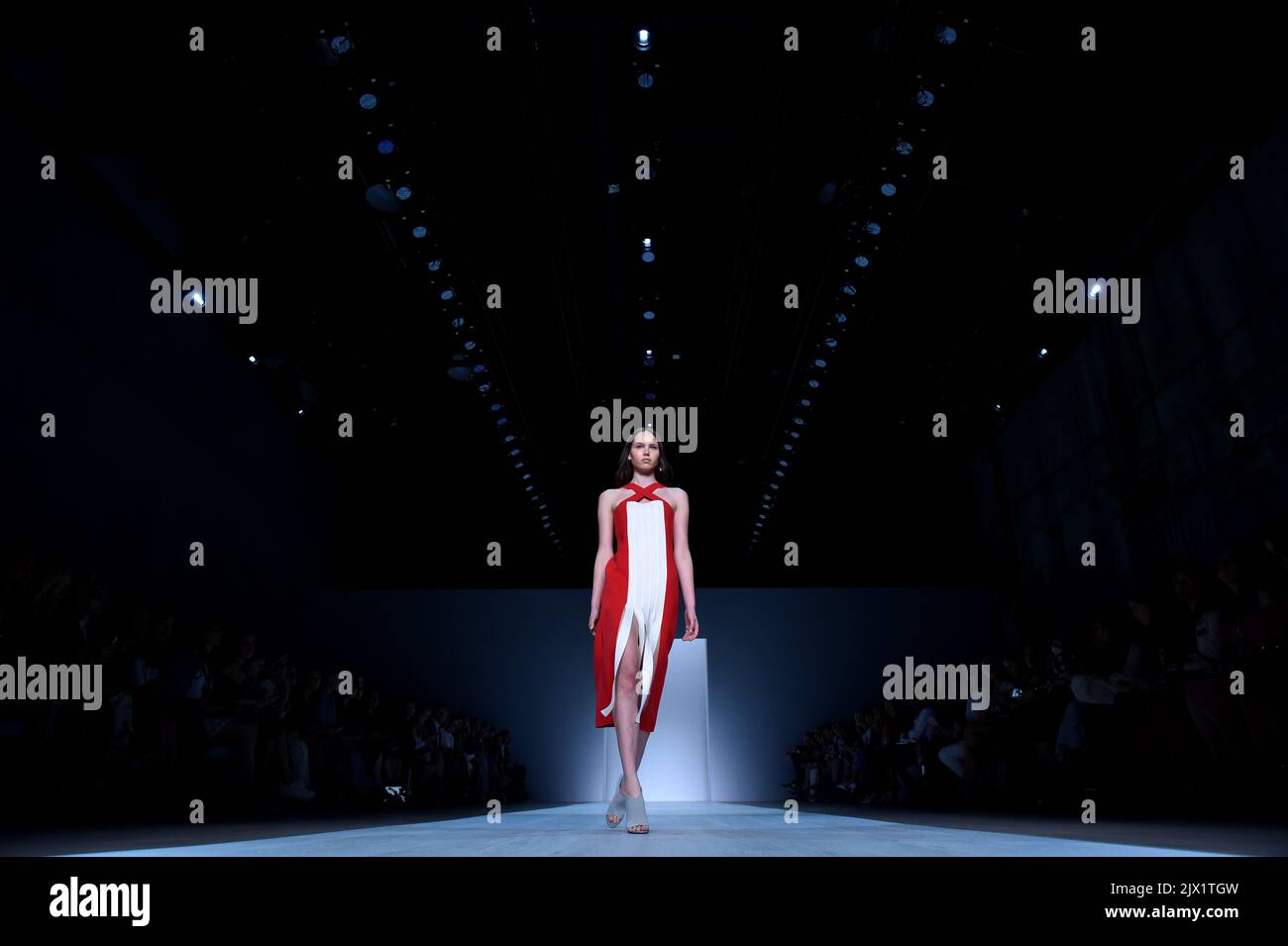 A model walks the runway during the Yeojin Bae show, during Mercedes ...