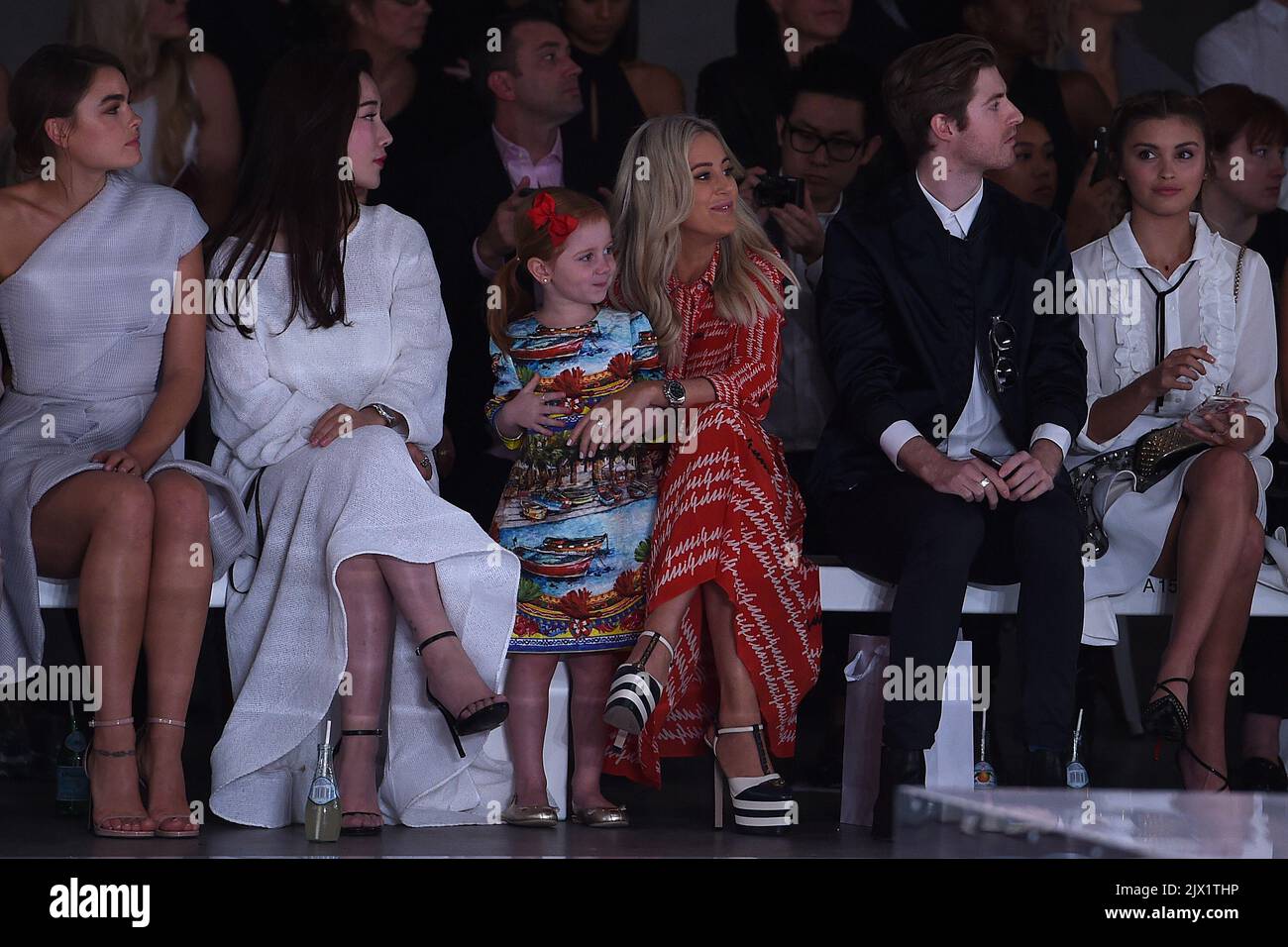 Roxy Jacenko and daughter Pixie, (centre), are seen in the front row ...
