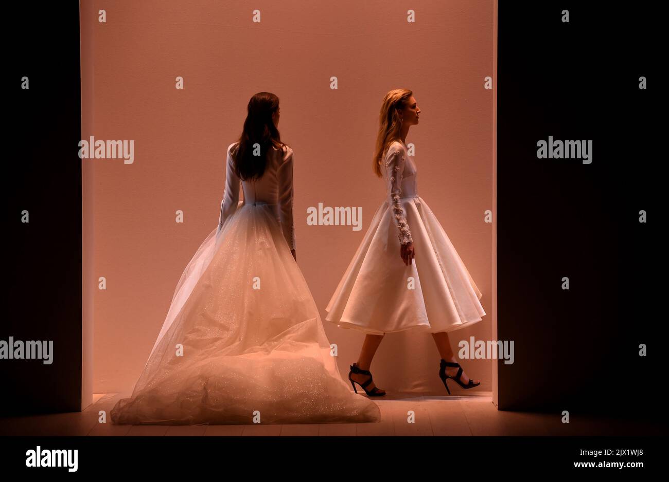 A model walks the runway during the Steven Khalil show, during Mercedes ...