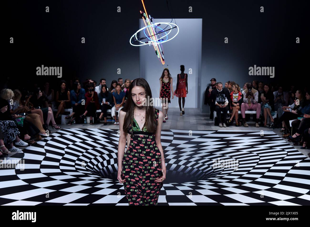 A model walks the runway during the Emma Mulholland show, during ...