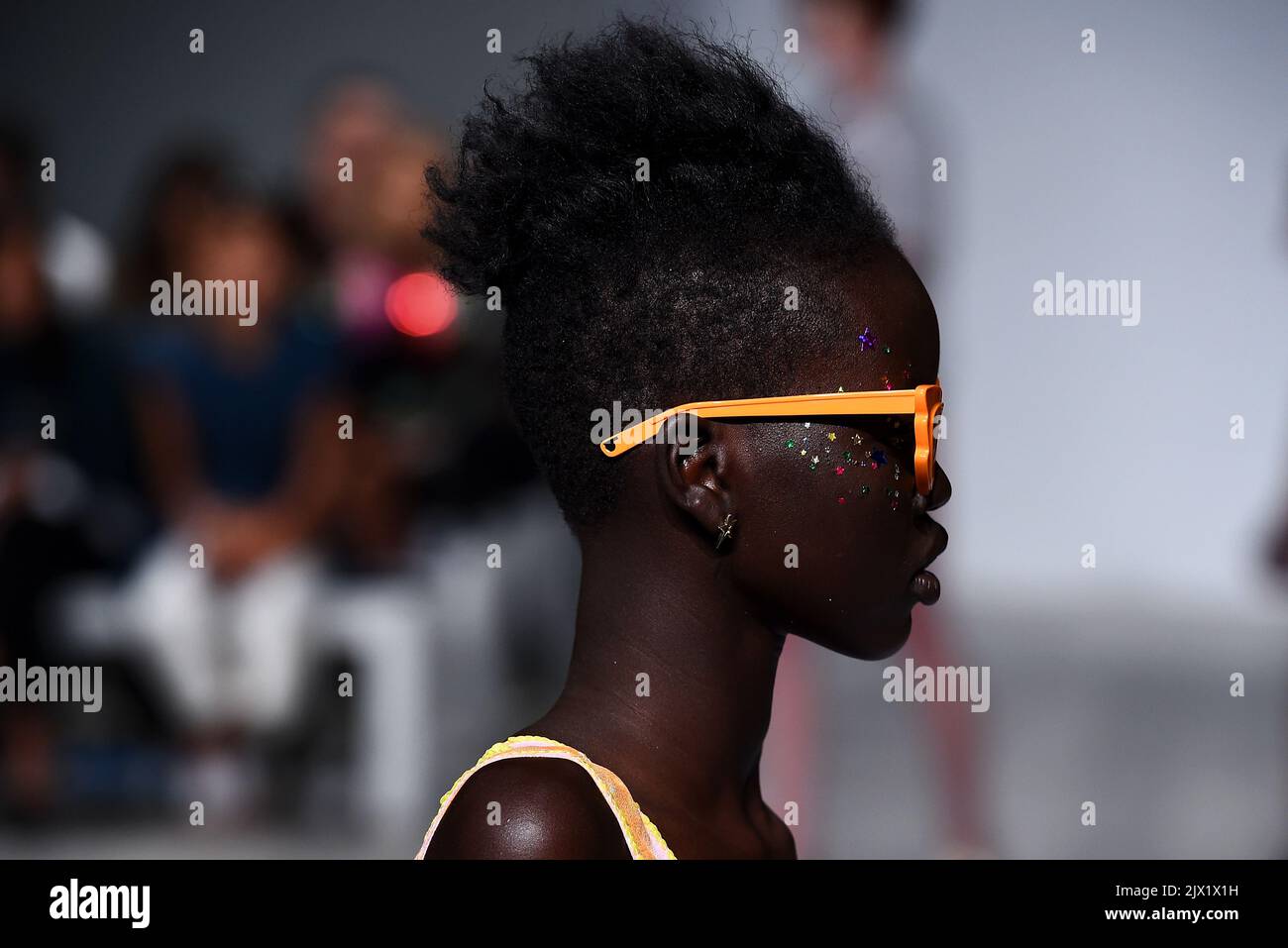 A model walks the runway during the Emma Mulholland show, during ...