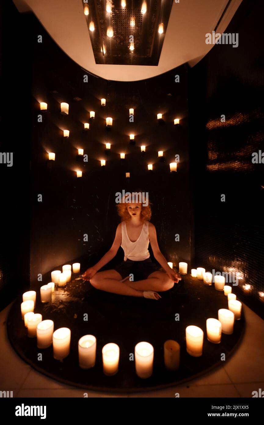 Models frolic in a pyjama party during the P.Jame show, during Mercedes ...