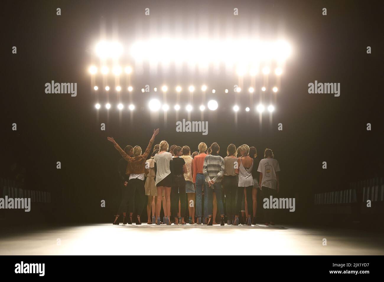 Models are seen on the runway during rehearsals before the Cynthia ...