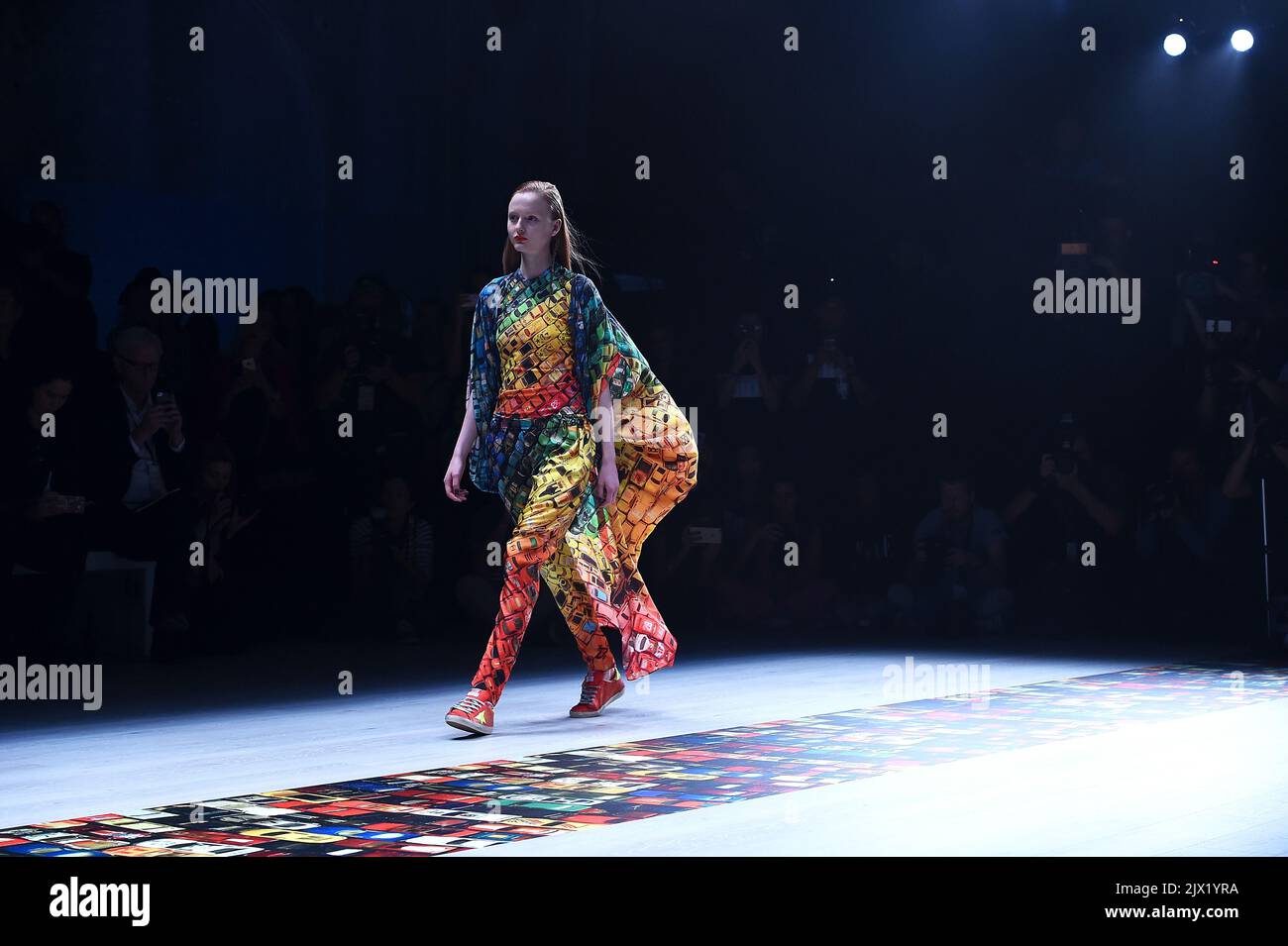 A model pictured on the runway during the House of Cannon show, at ...