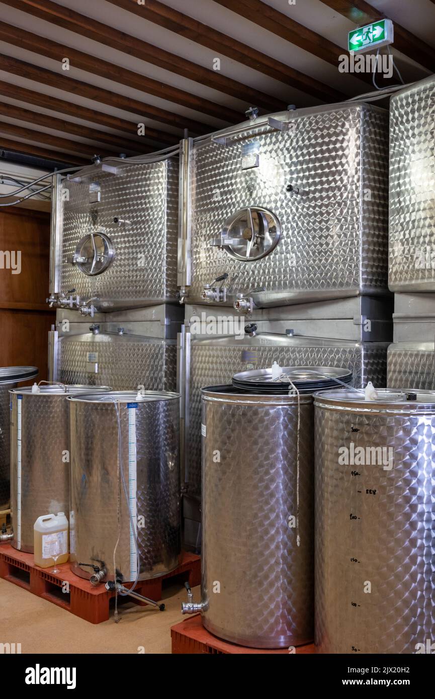 Stages of wine production from fermentation to bottling, visit to wine ...