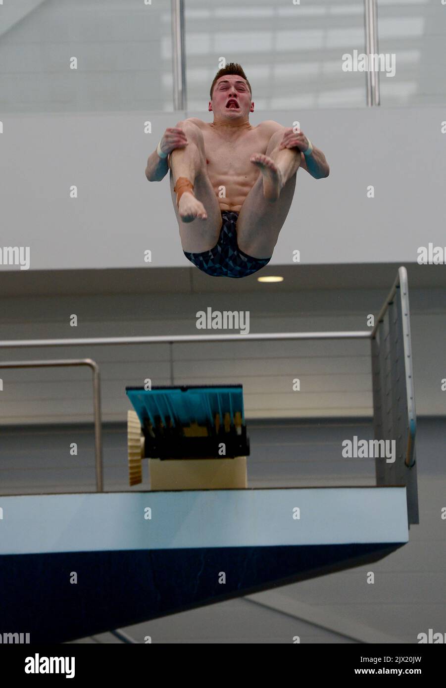 Australian diver James Connor performs a practise dive for the ...