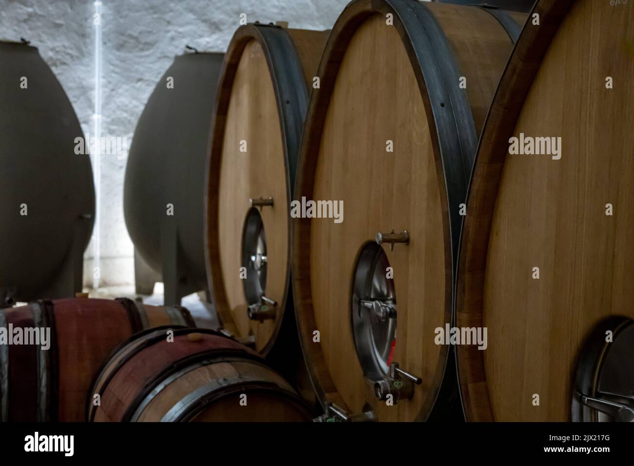 Stages of wine production from fermentation to bottling, visit to wine ...