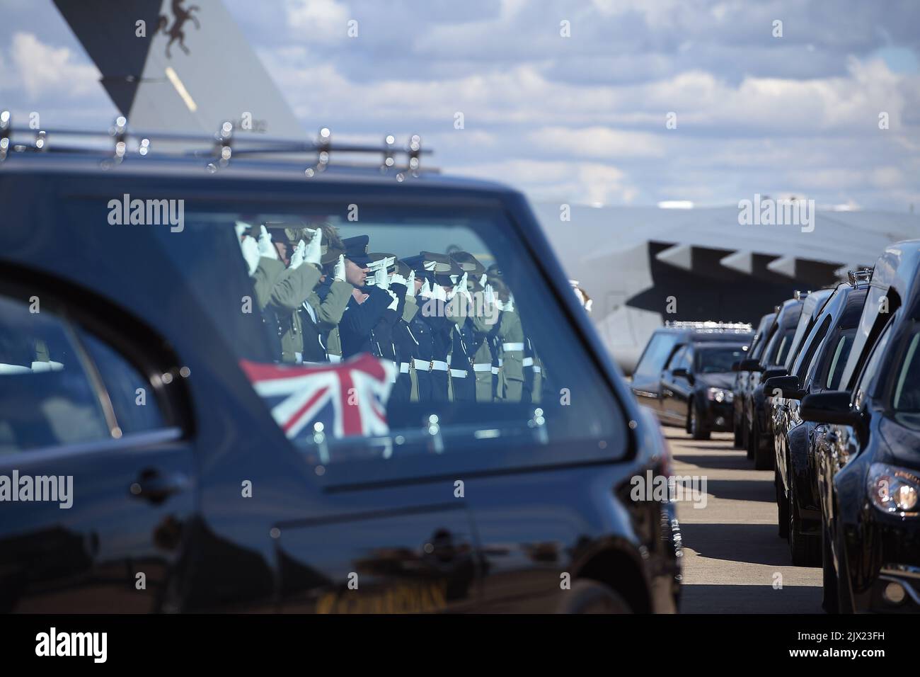 An honour guard made up of Australian Defence Force personnel, stands ...