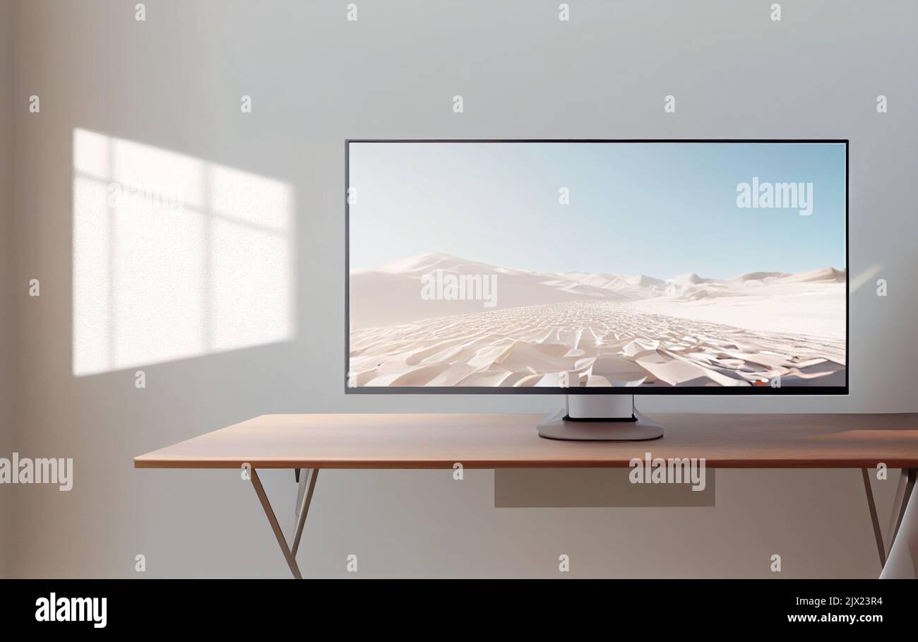 Simple Style computer screen on the table - Digital Generate Image ...