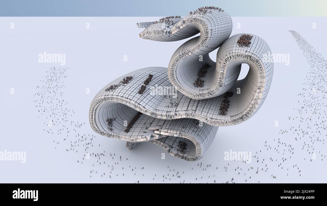 A 3D Illustration of a modeled architectural structure of a snake Stock ...