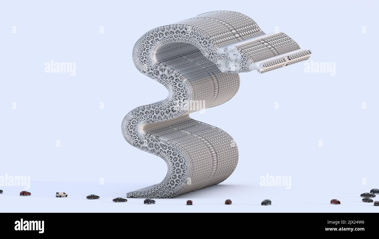 A 3D Illustration of a modeled architectural structure of a snake Stock ...
