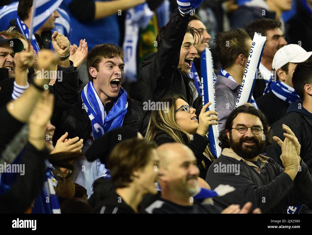 Greek fans are seen during the second international friendly between ...