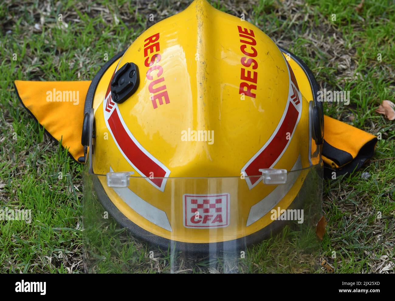 CFA firefighters helmet in Melbourne, Friday, June, 10, 2016. (AAP ...