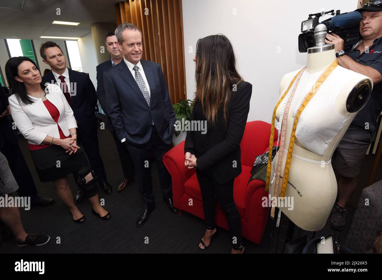 Leader of the Opposition Bill Shorten at a technology centre as part of ...