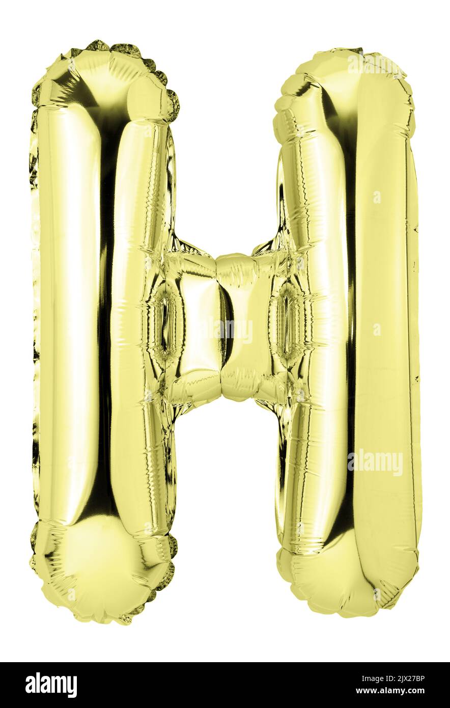 Letter H in golden mylar balloon isolated on white Stock Photo - Alamy