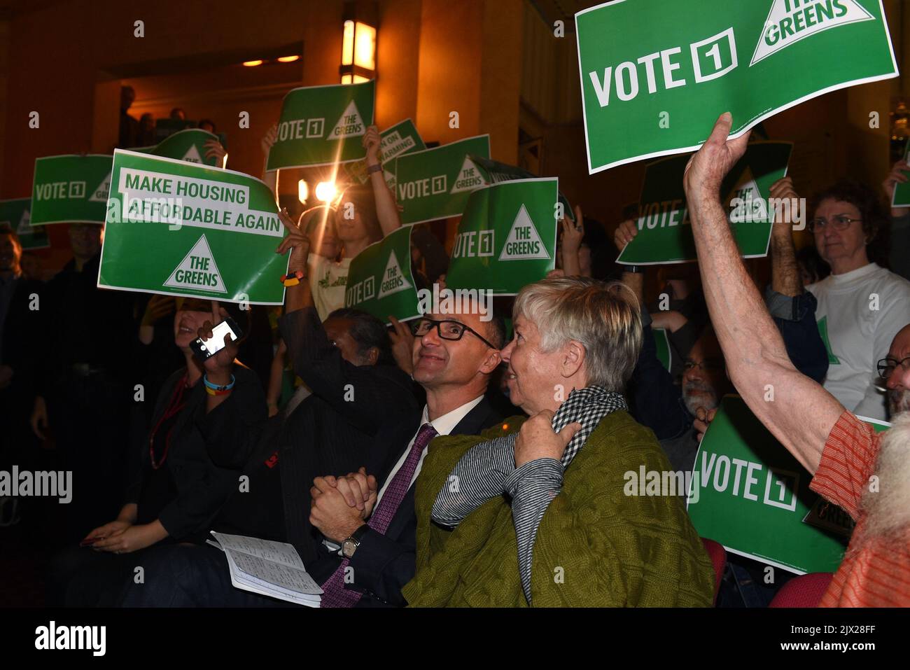 Greens leader Senator Richard Di Natale (centre) attends The Greens ...