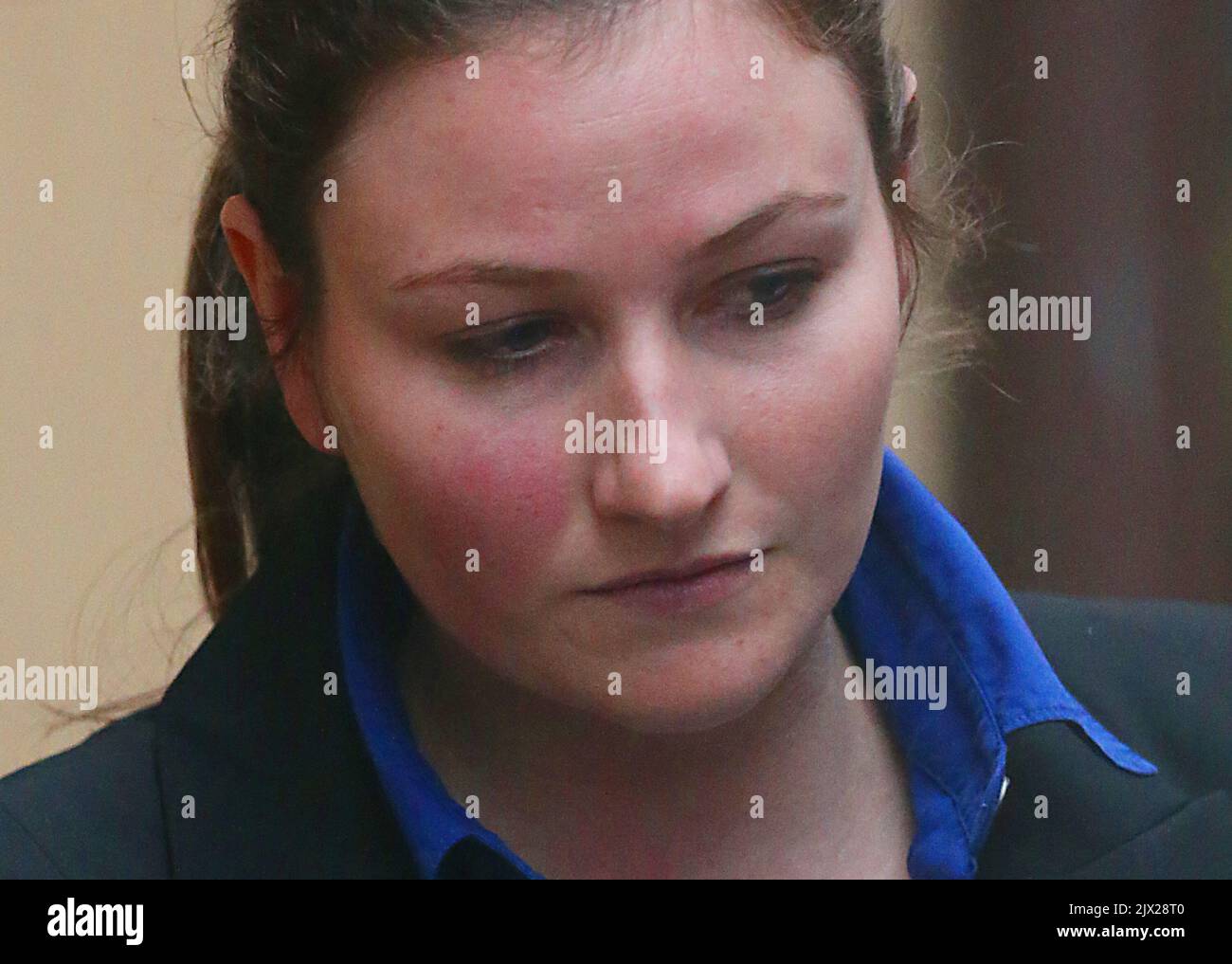 Harriet Wran is led to a waiting prison van after appearing at the ...
