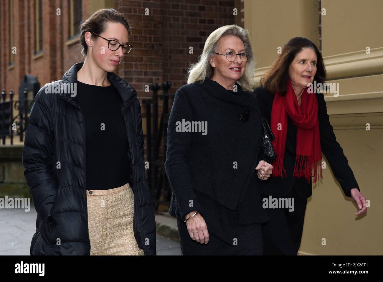 Jill Wran, (centre), the mother of Harriet Wran, arrives the NSW Supreme Court in Sydney, Monday ...