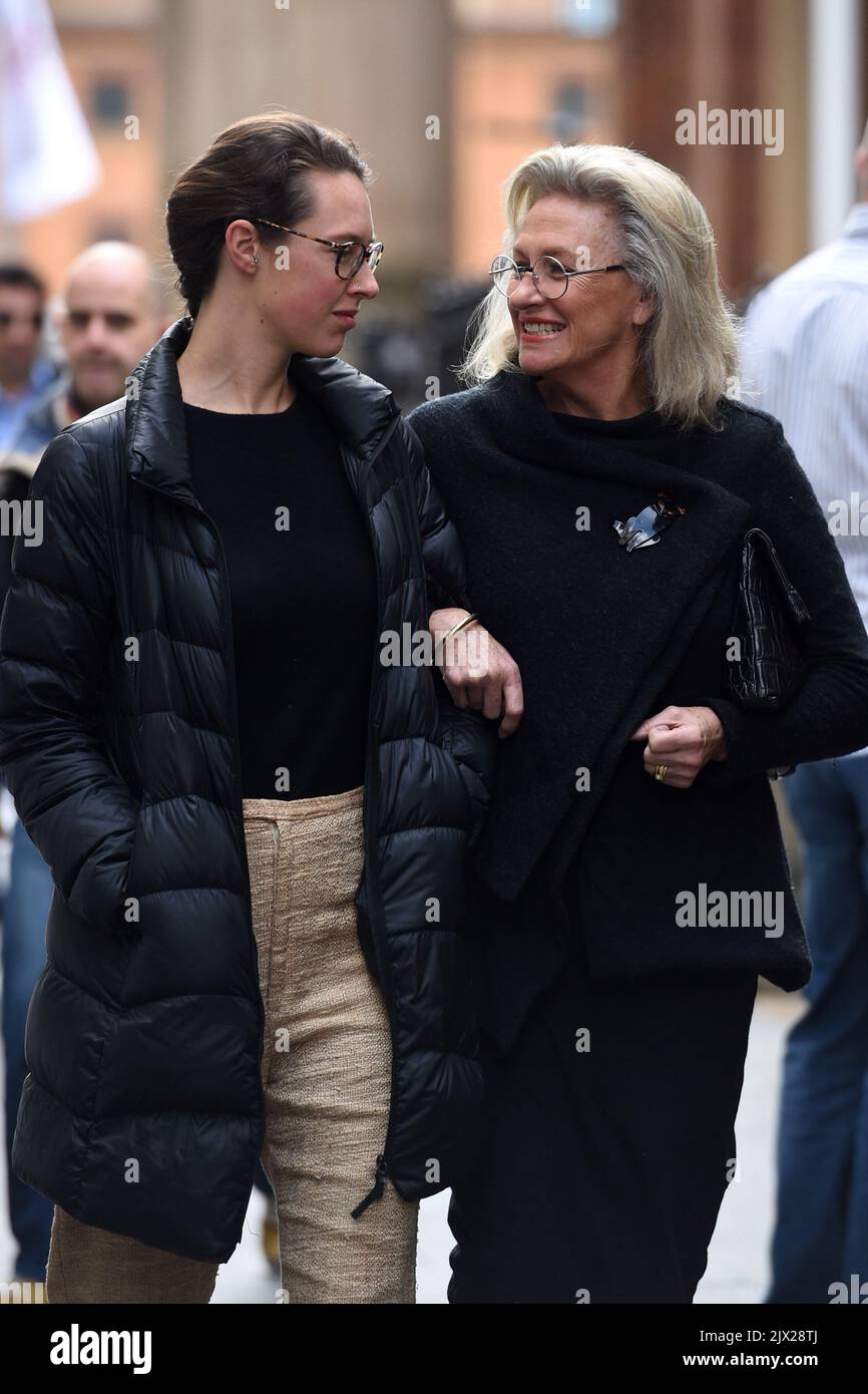 Jill Wran, (centre), the mother of Harriet Wran, arrives the NSW ...