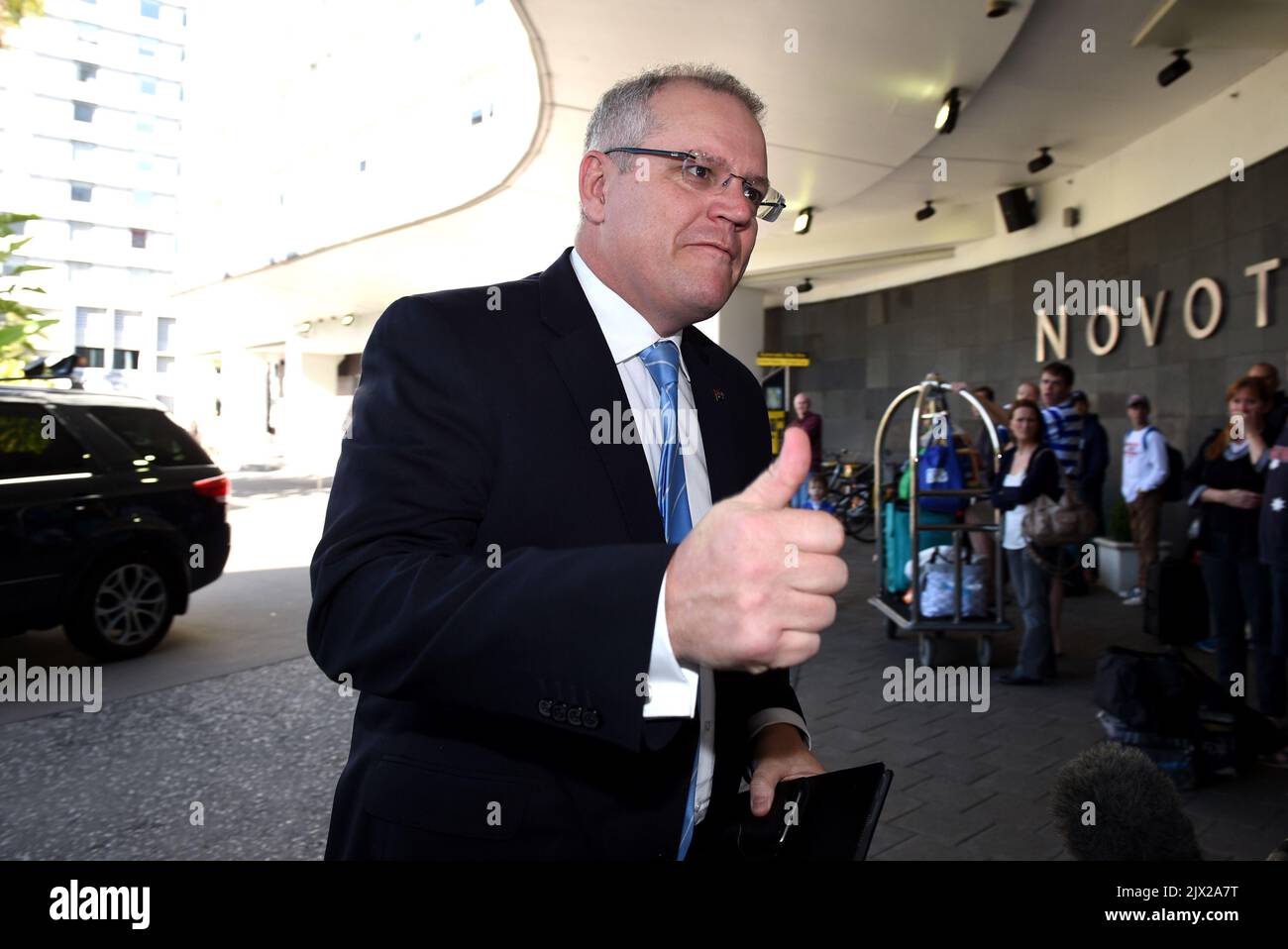 Treasurer Scott Morrison arrives at the Coalition Campaign Launch in ...