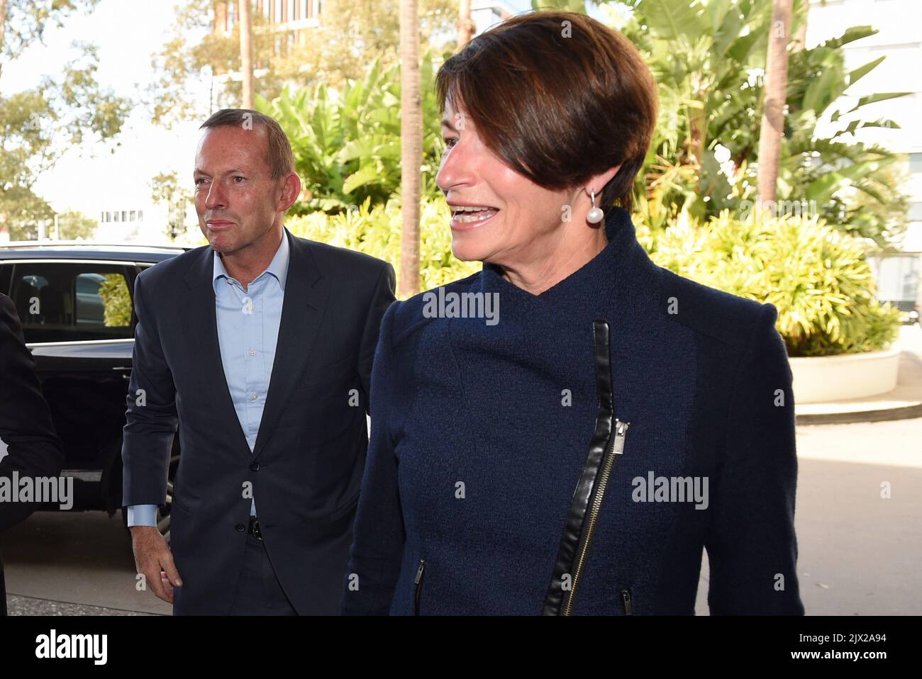 Former Prime Minister Tony Abbott and wife Margie arrive at the ...