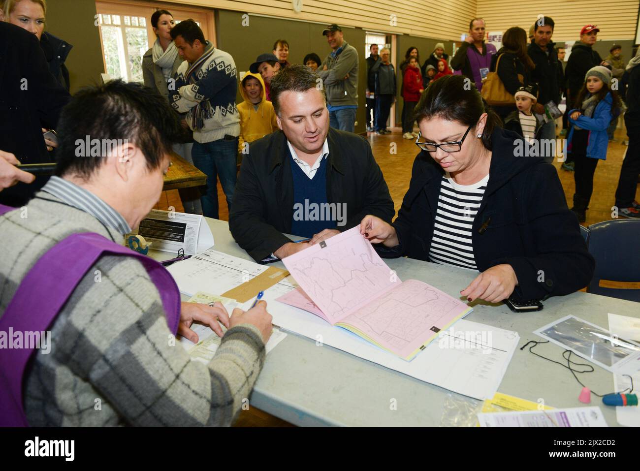 Member for Mayo Jamie Briggs and his wife Estee Fiebiger at a polling ...