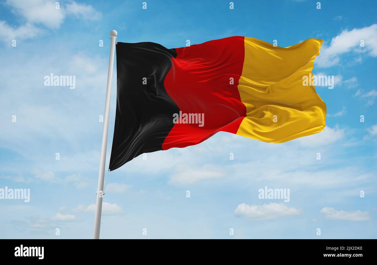 flag of Austronesian peoples Minang people at cloudy sky background ...