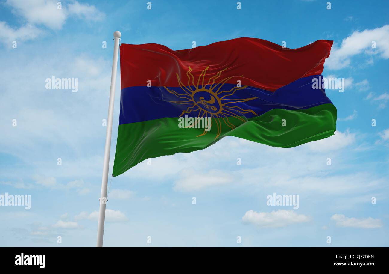flag of Austronesian peoples Kapampangans at cloudy sky background ...