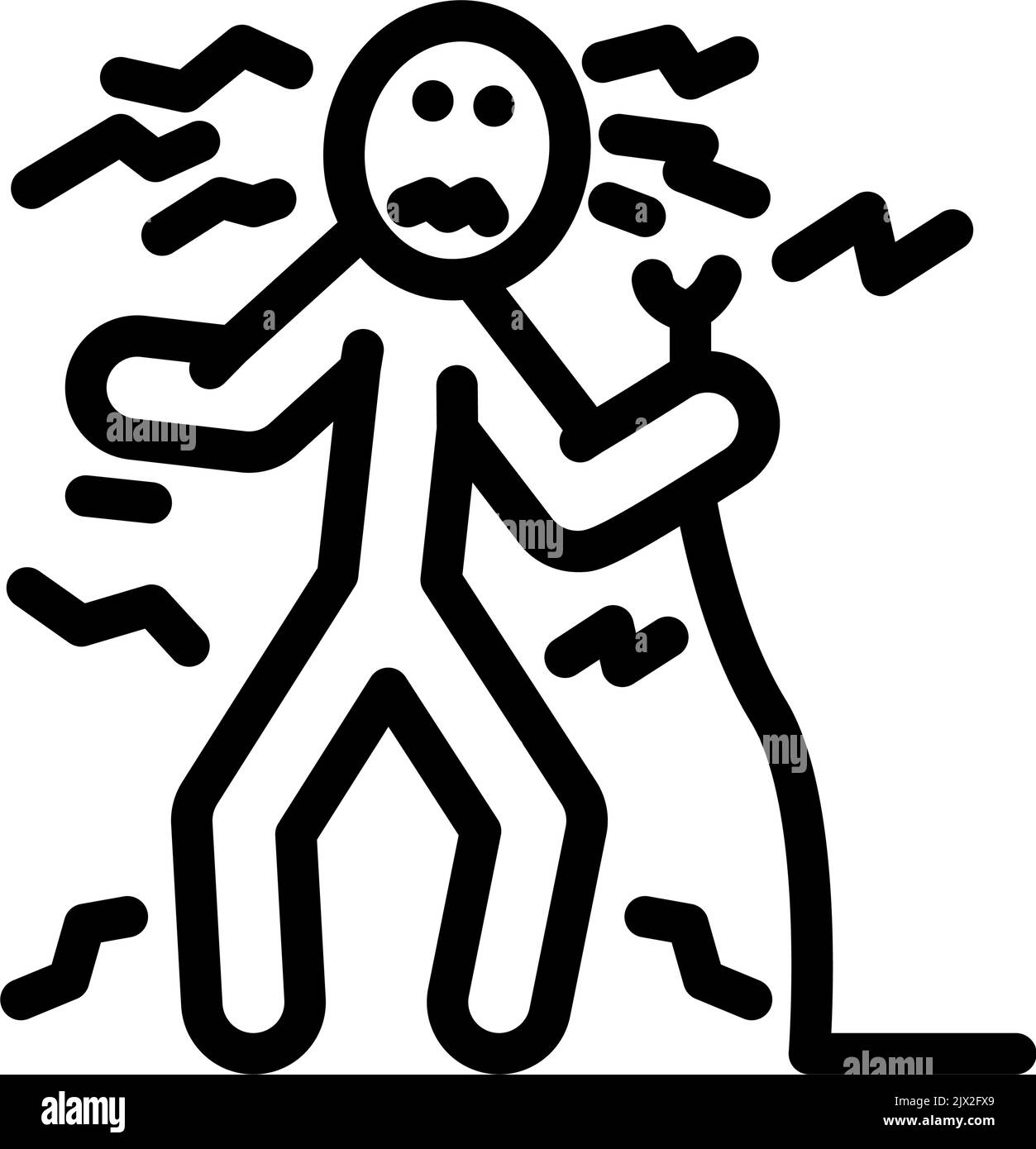 shocked man accident line icon vector illustration Stock Vector Image ...