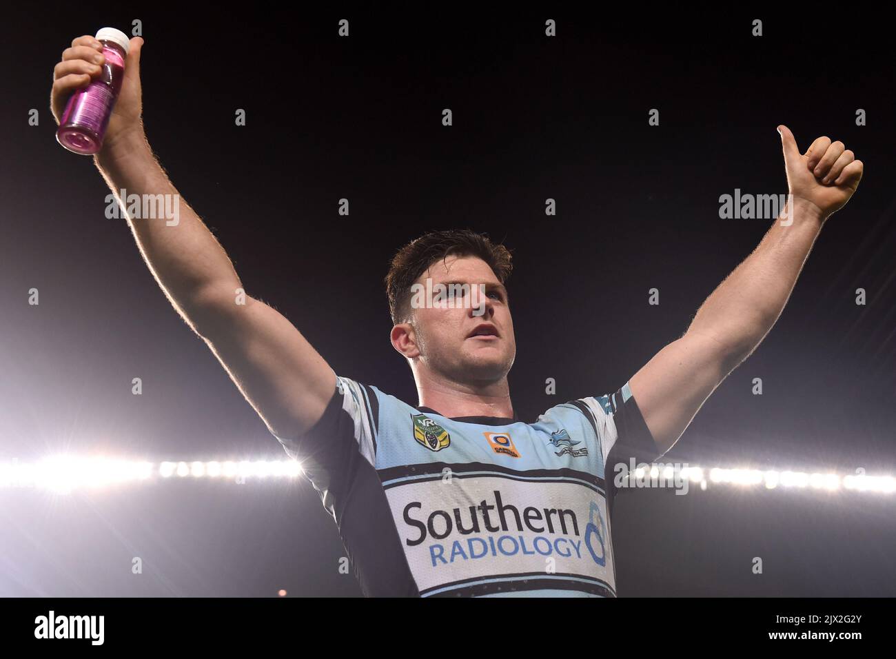 Chad Townsend of the Sharks celebrates their win during the round 19 ...