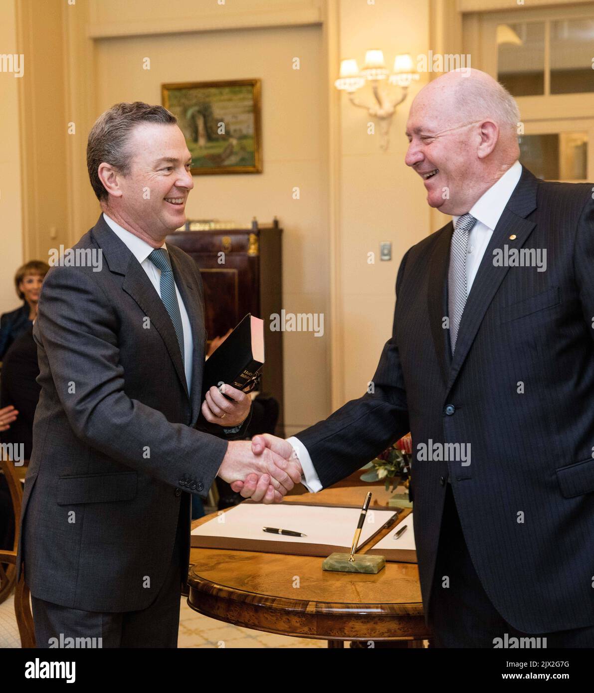 Minister for Defence Industry, Christopher Pyne is "sworn-in" by the ...