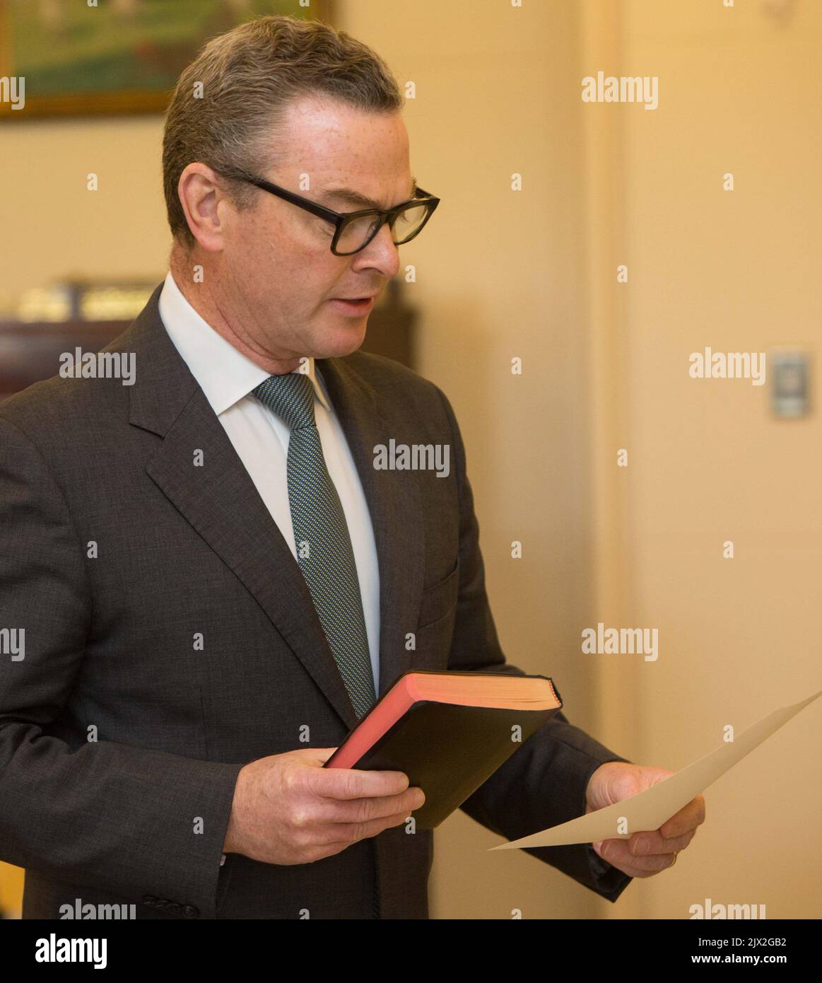 Minister for Defence Industry, Christopher Pyne is "sworn-in" by the ...