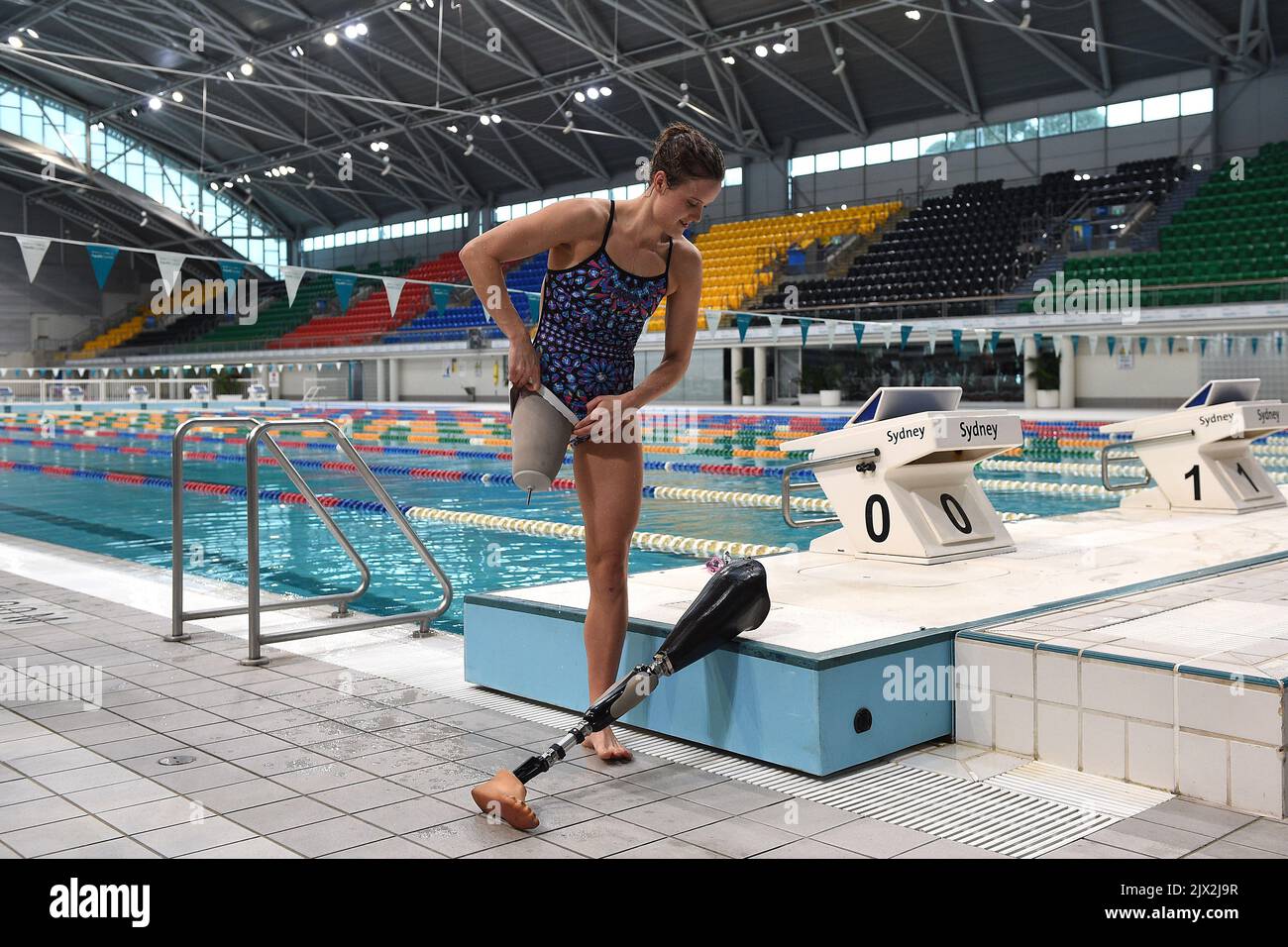 Current world champion swimmer Ellie Cole is seen after swimming laps ...