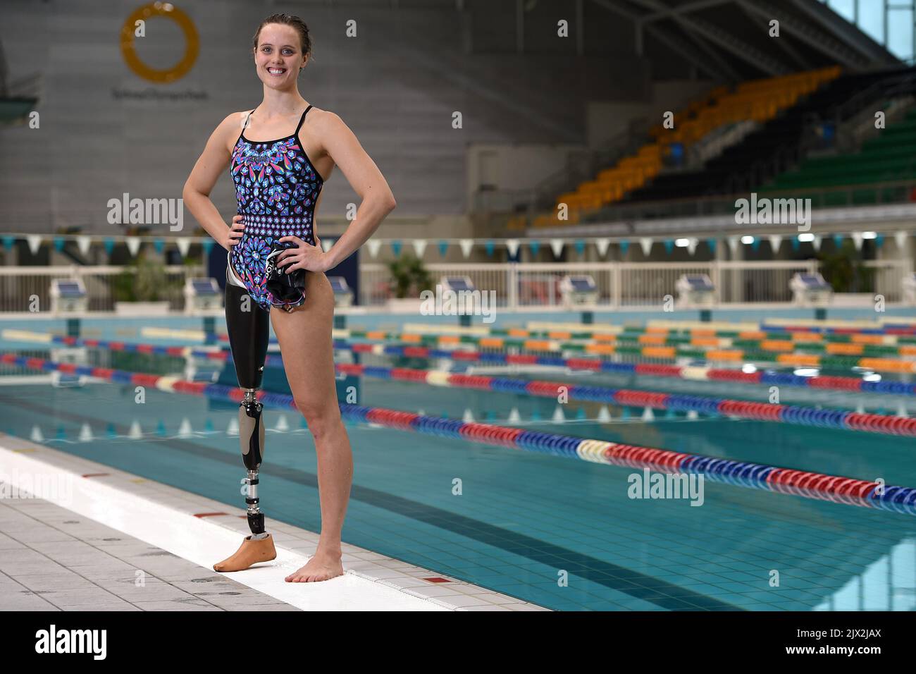 Current world champion swimmer Ellie Cole poses for a photograph after ...