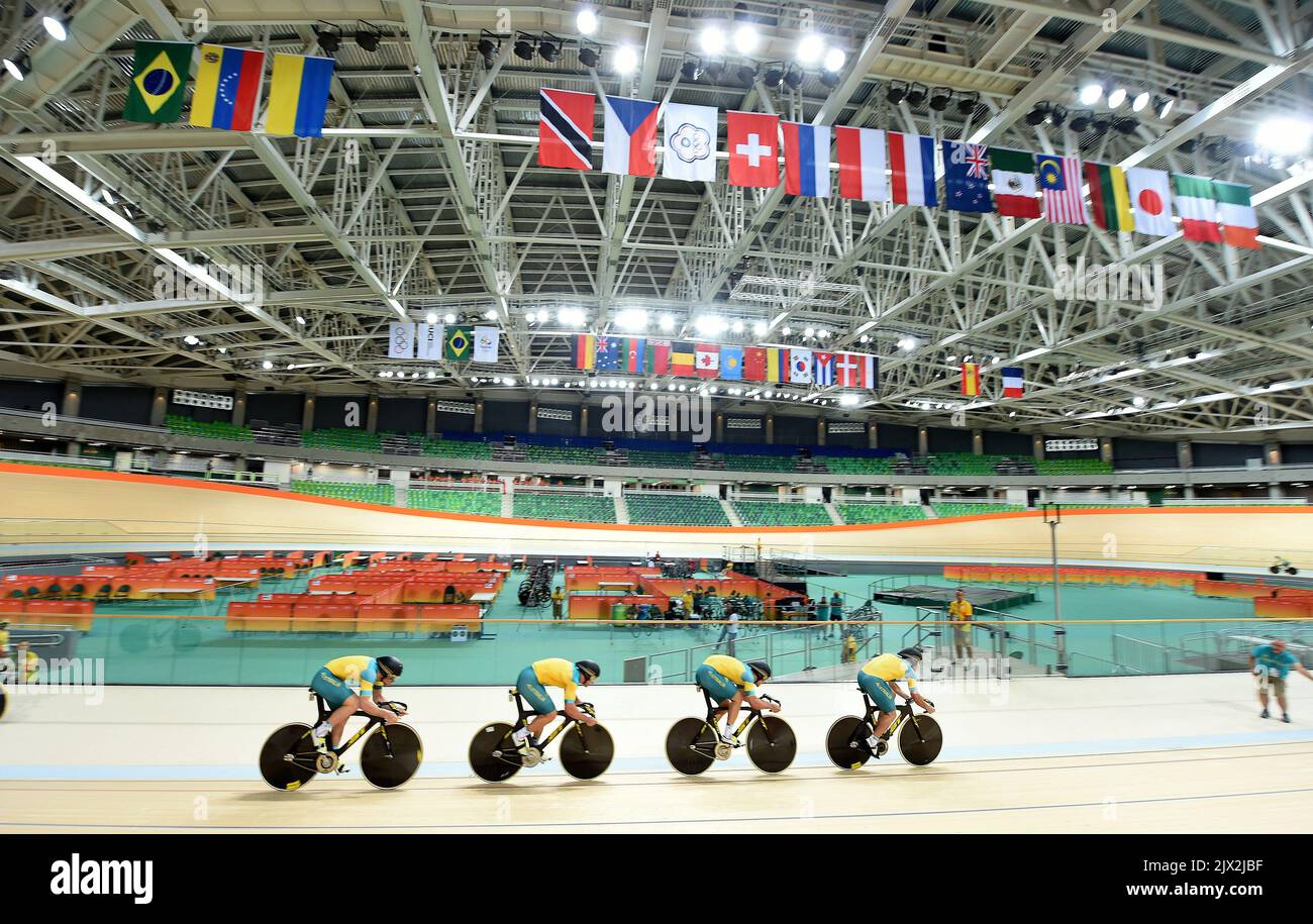 Australian Men's track cyclists are seen during a training session at ...