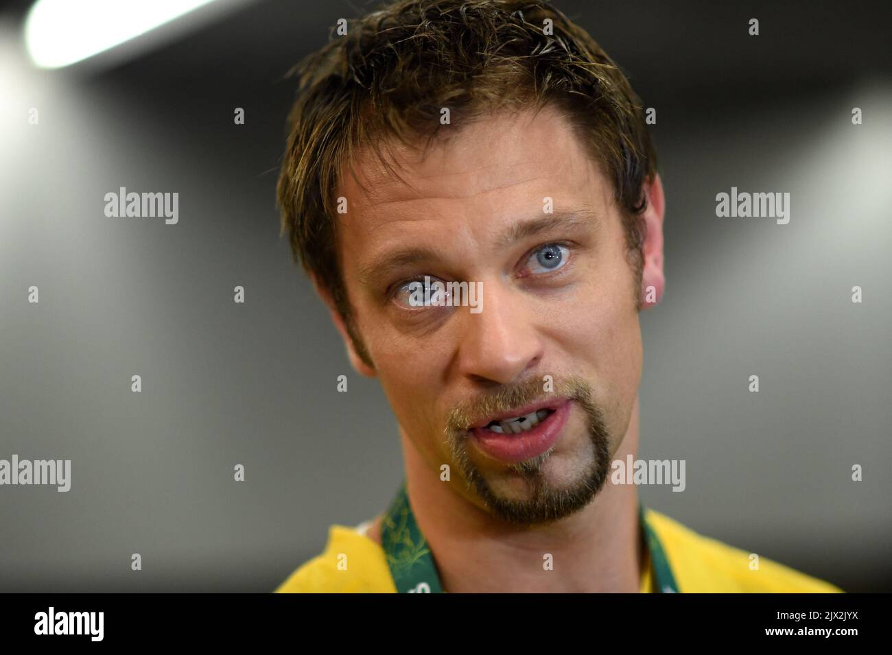 David Anderson of the Australian Olympic basketball team speaks to the ...