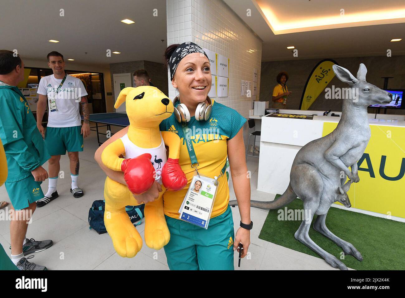 Australian boxer Shelly Watts is seen in the Australian quarters of the ...