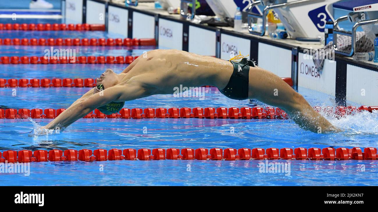 Mitch Larkin swims during the Australian team training session at the ...