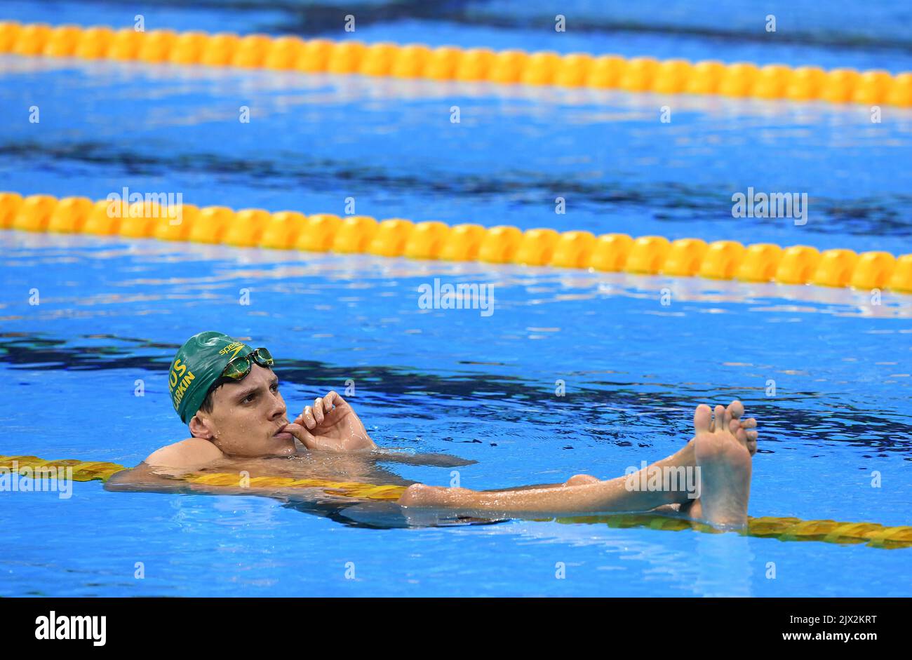 Mitch Larkin looks on during the team Australian swim team training ...