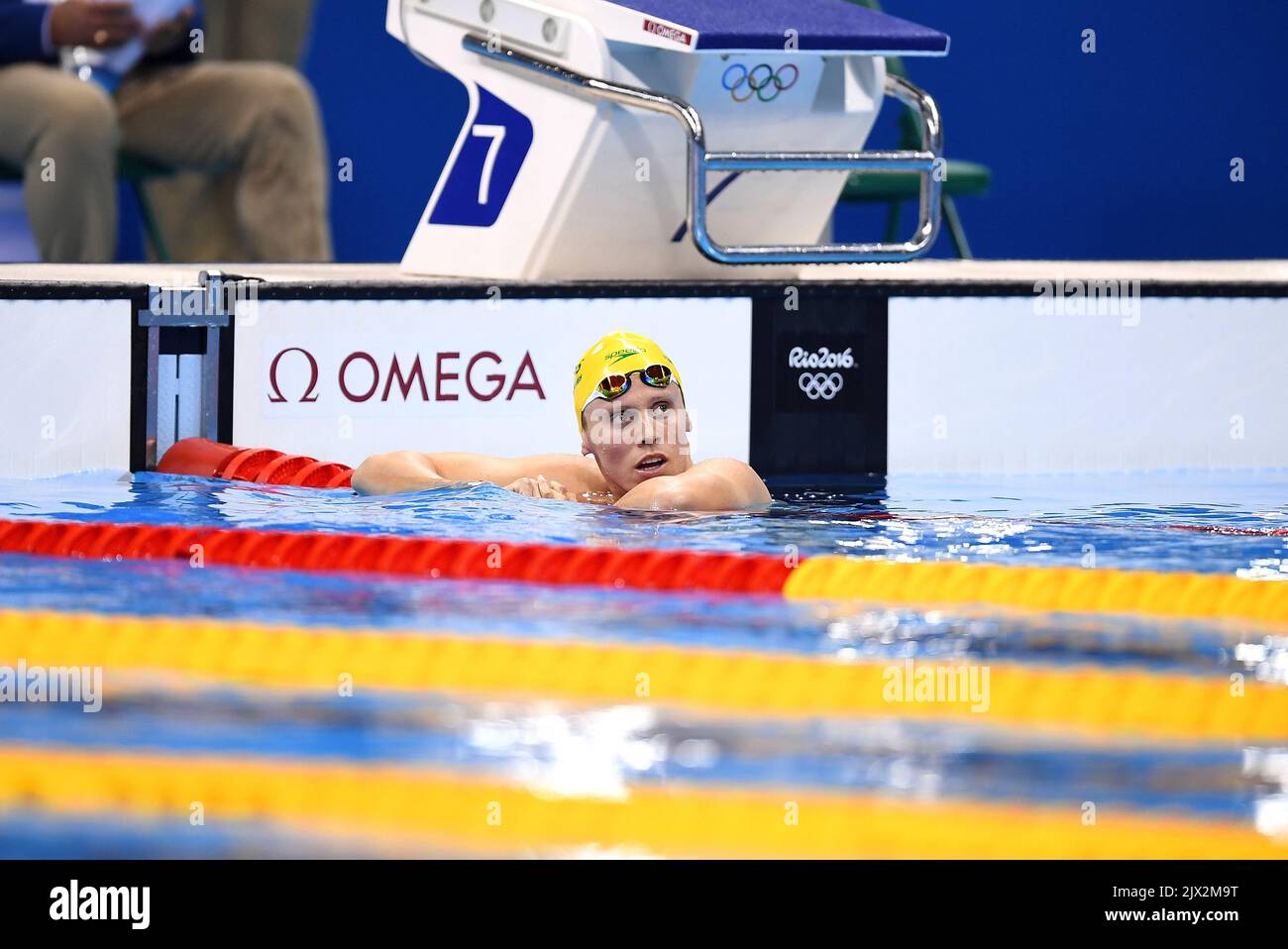 Thomas Fraser-Holmes looks at his final placing after the Men's 400m ...